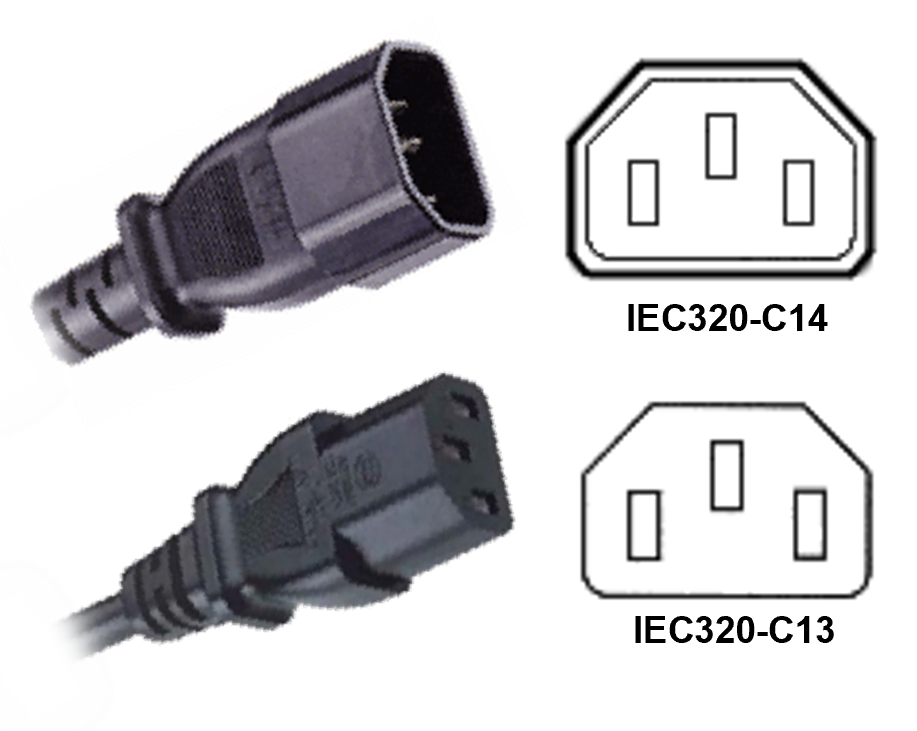 IEC320-C14 to IEC320-C13 6'7" 17AWG SJT Black Jumper Power Cord ...