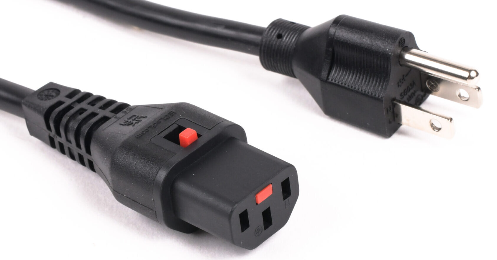 NEMA 5-15P to Locking IEC320-C13 6'7" 18AWG SJT Black Power Cord ...