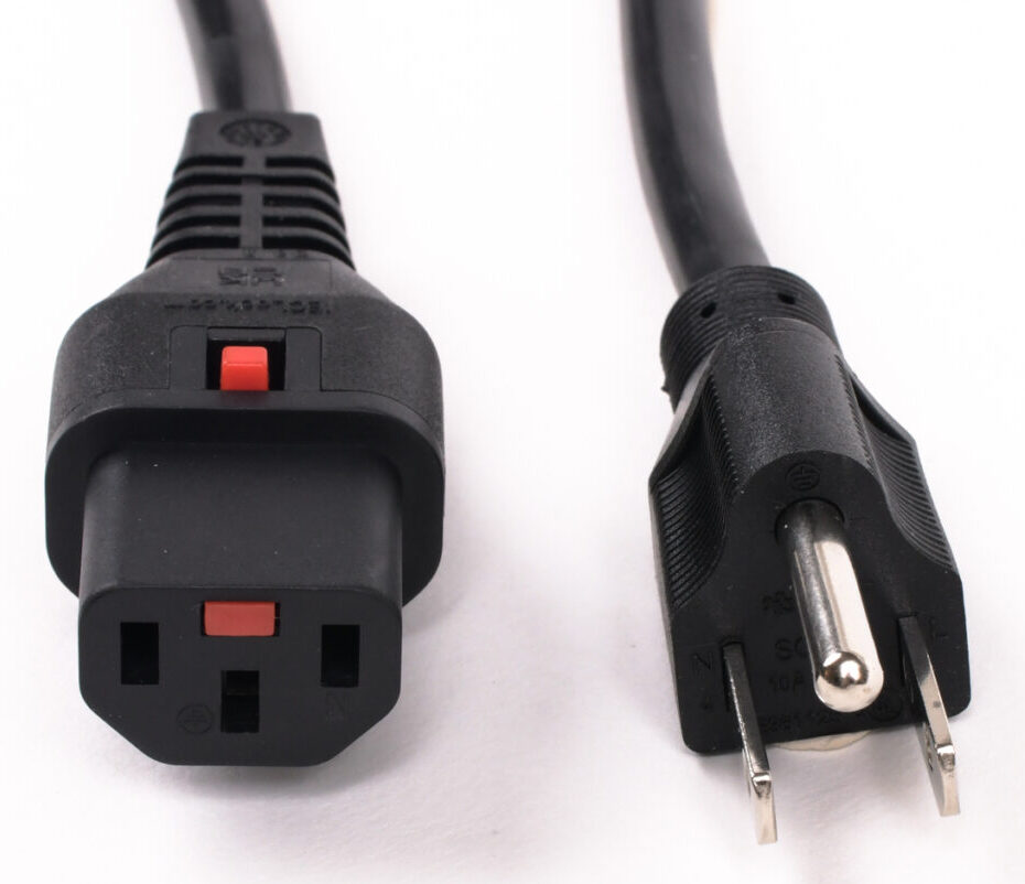 NEMA 5-15P to Locking IEC320-C13 6'7" 18AWG SJT Black Power Cord ...