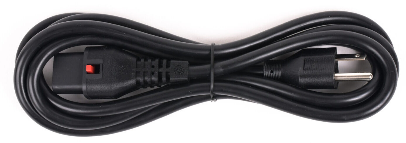 NEMA 5-15P to Locking IEC320-C13 6'7" 18AWG SJT Black Power Cord | Webber Electronics