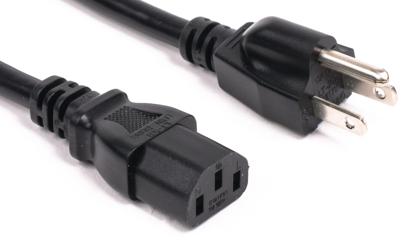 NEMA 5-15P to IEC320-C13 6'7" 16AWG SJT Black Power Cord | Webber Electronics
