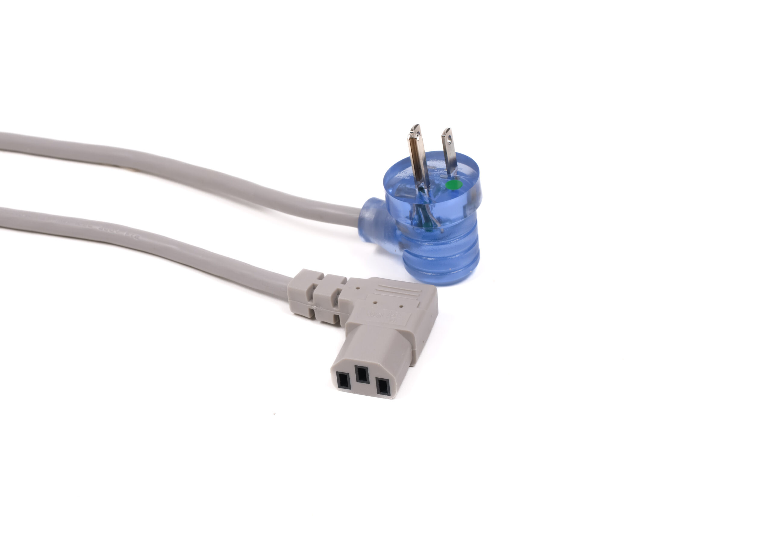 Hospital Grade Right Angle NEMA 5-15P Clear Plug to Right Angle IEC320 ...