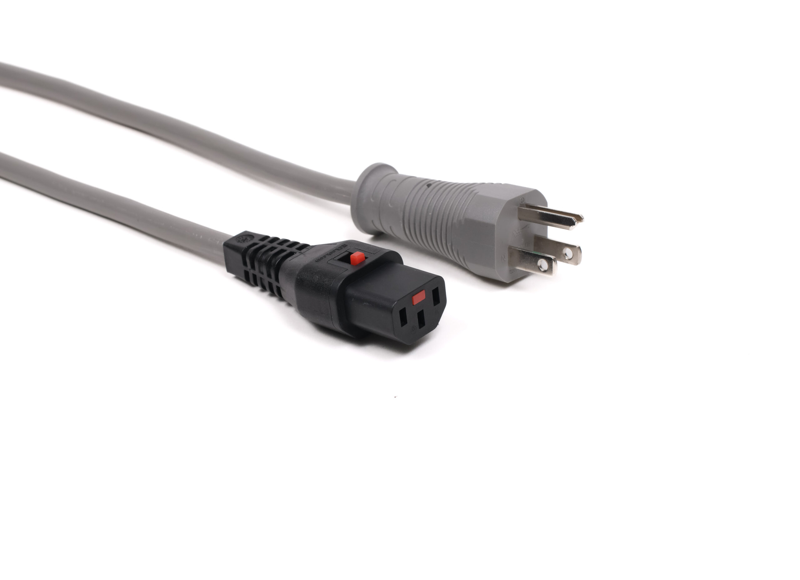 Hospital Grade NEMA 5-15P Gray to IEC320-C13 Locking 15'0" 16AWG Gray ...