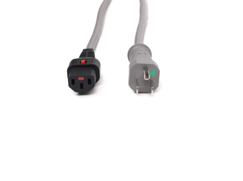 Hospital Grade NEMA 5-15P Gray to IEC320-C13 Locking 15'0" 16AWG Gray ...