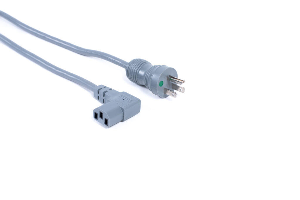 Hospital Grade NEMA 5-15P Gray Plug to Right Angle IEC320-C13 10'0 ...