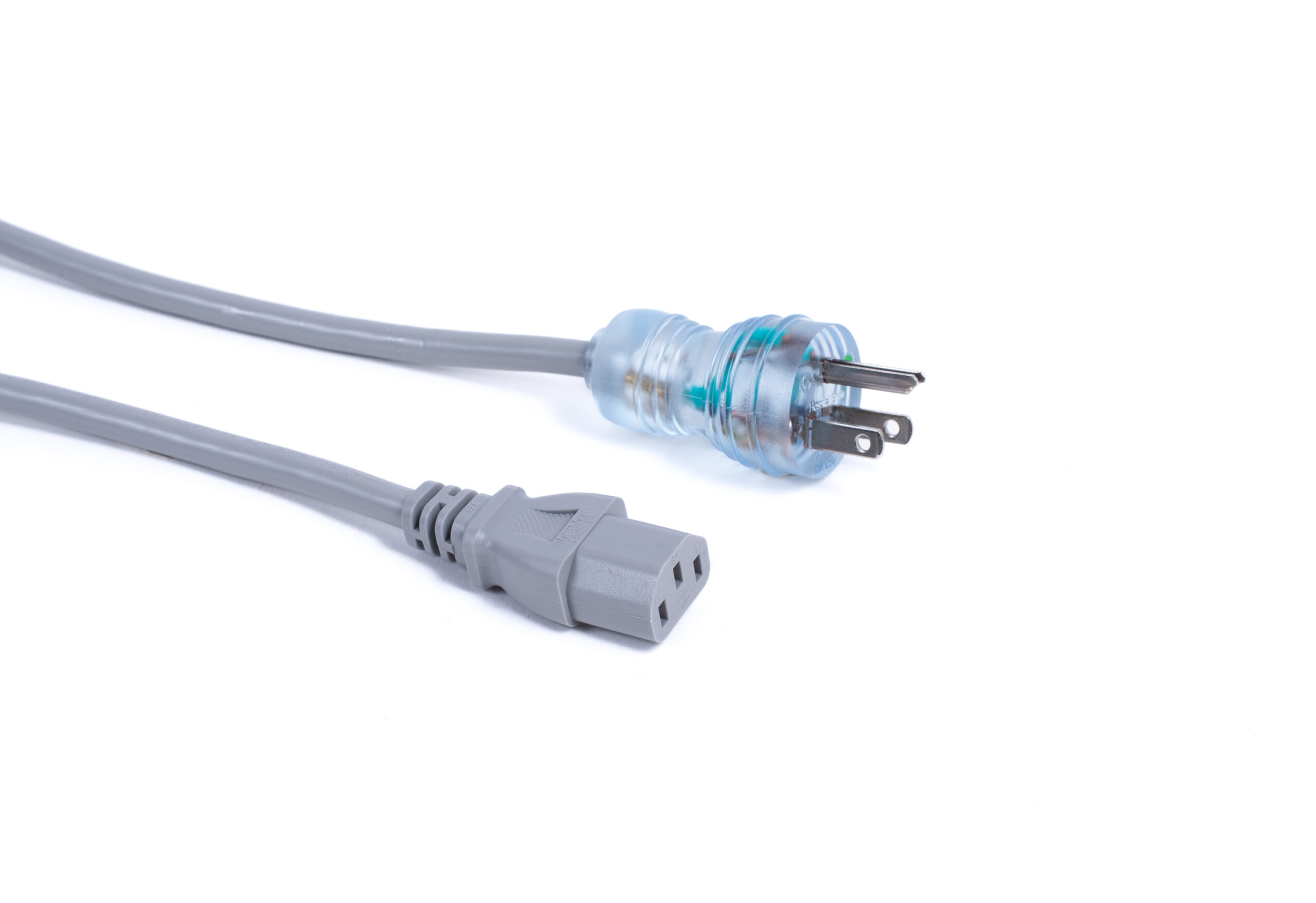 Hospital Grade NEMA 5-15P Clear Plug to IEC320-C13 10'0" 16AWG Gray ...