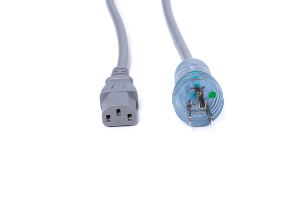 Hospital Grade NEMA 5-15P Clear Plug to IEC320-C13 10'0" 16AWG Gray ...