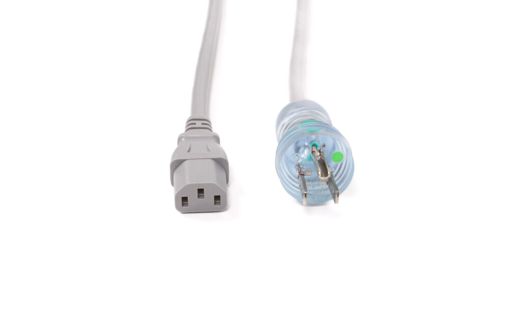 Hospital Grade NEMA 5-15P to IEC320-C13 15'0" 16AWG Gray Power Cord ...