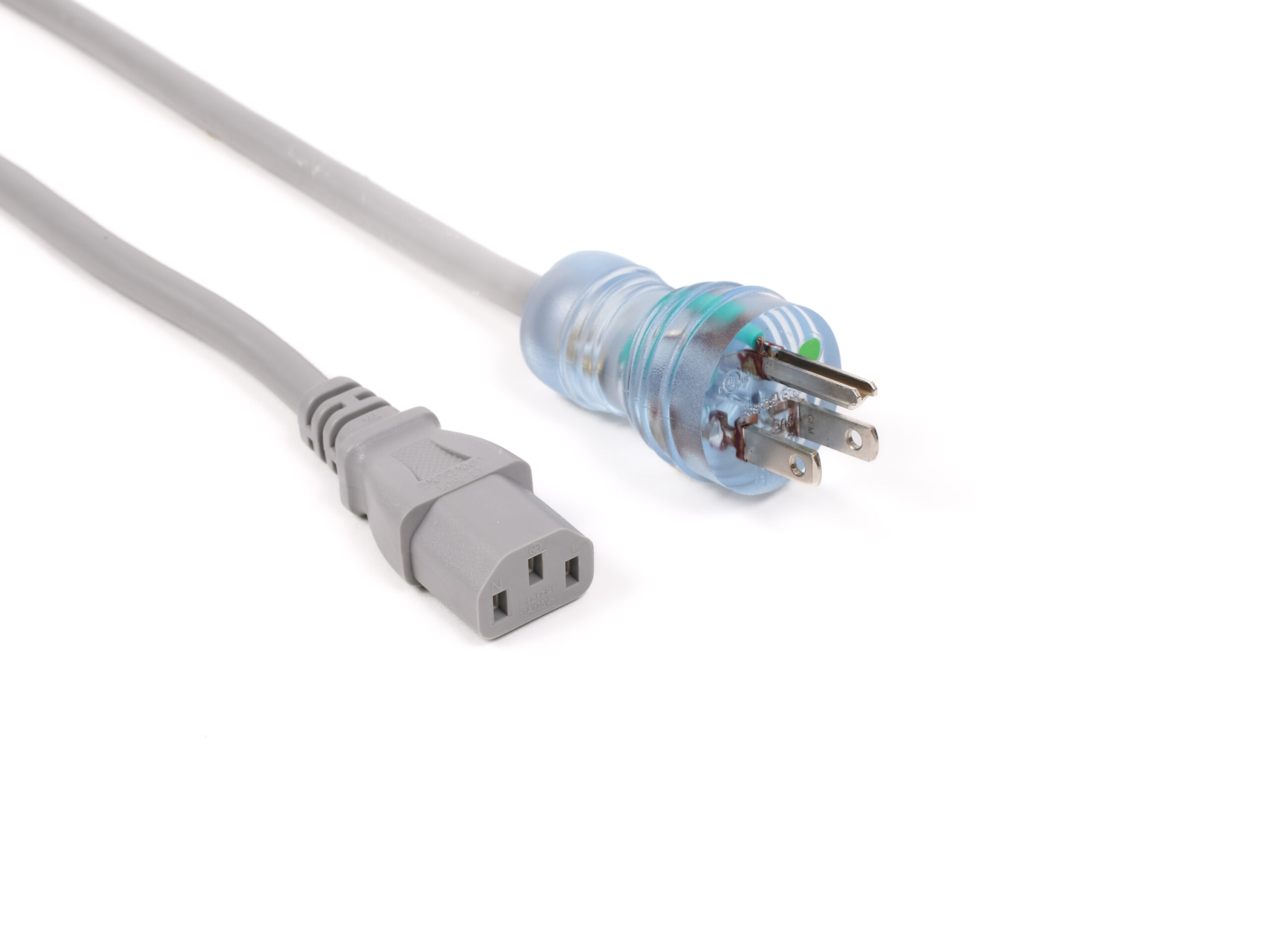 Hospital Grade NEMA 5-15P to IEC320-C13 20'0" 16AWG Gray Power Cord ...