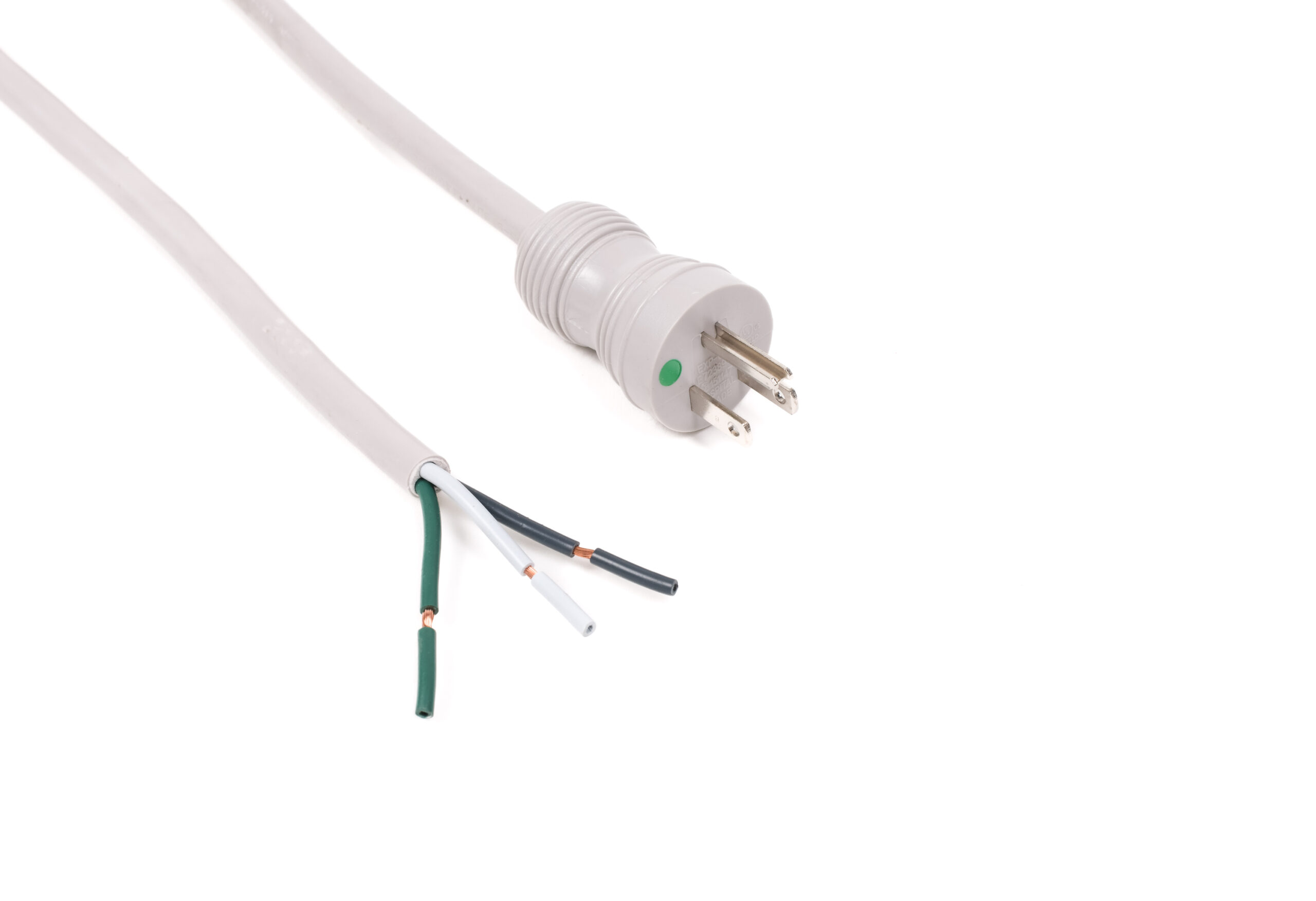 Hospital Grade NEMA 5-15P Gray Plug to ROJ and Strip 10'0" 14AWG Gray ...