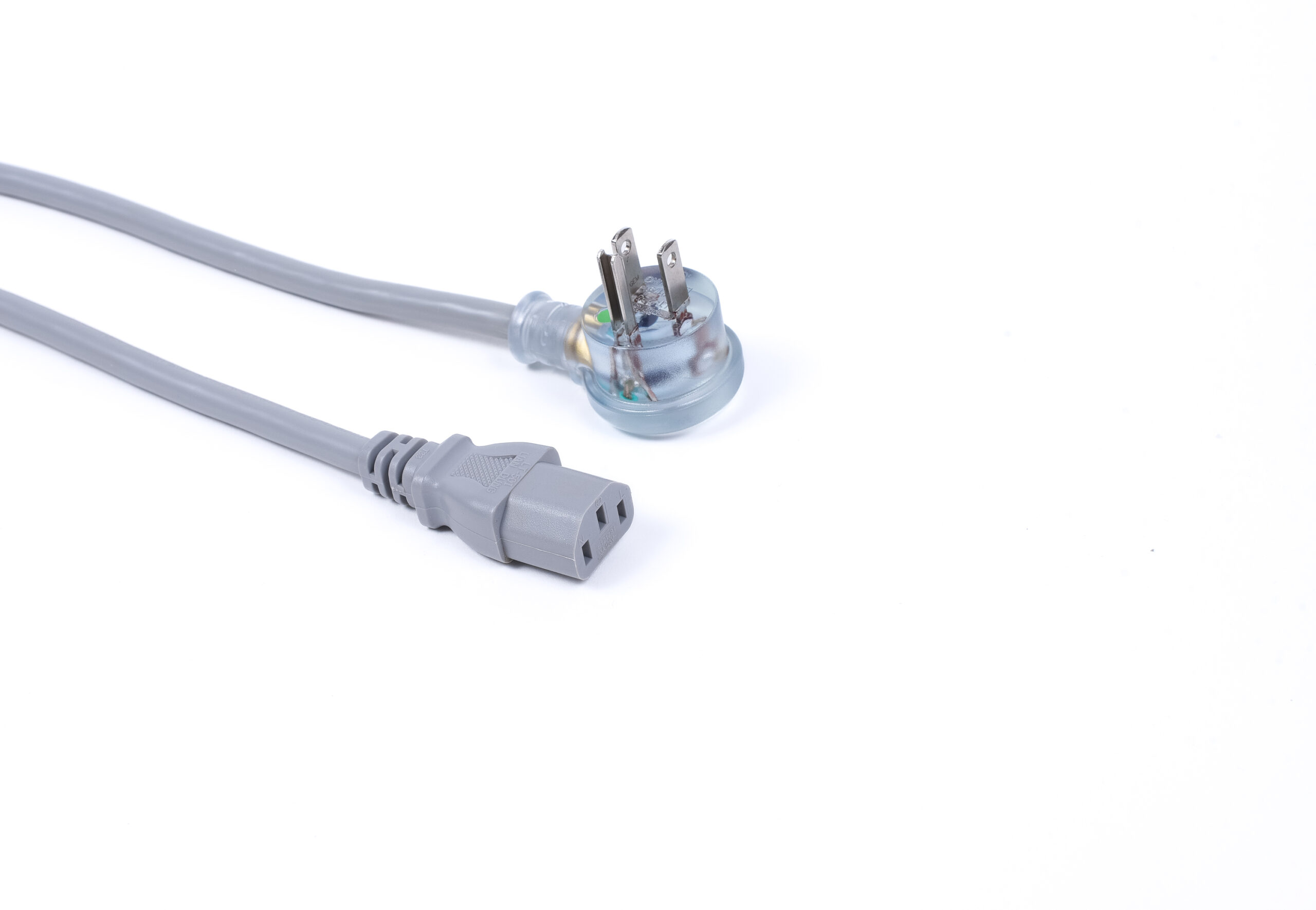 Hospital Grade Right Angle NEMA 5-15P Clear Plug to IEC320-C13 10'0 ...